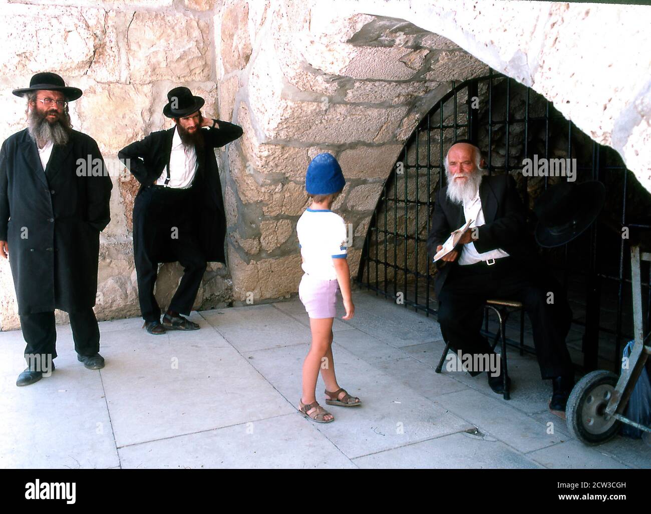 Judaism Chasidic Jews at the Western Wall Jerusalem show a prayer book ...
