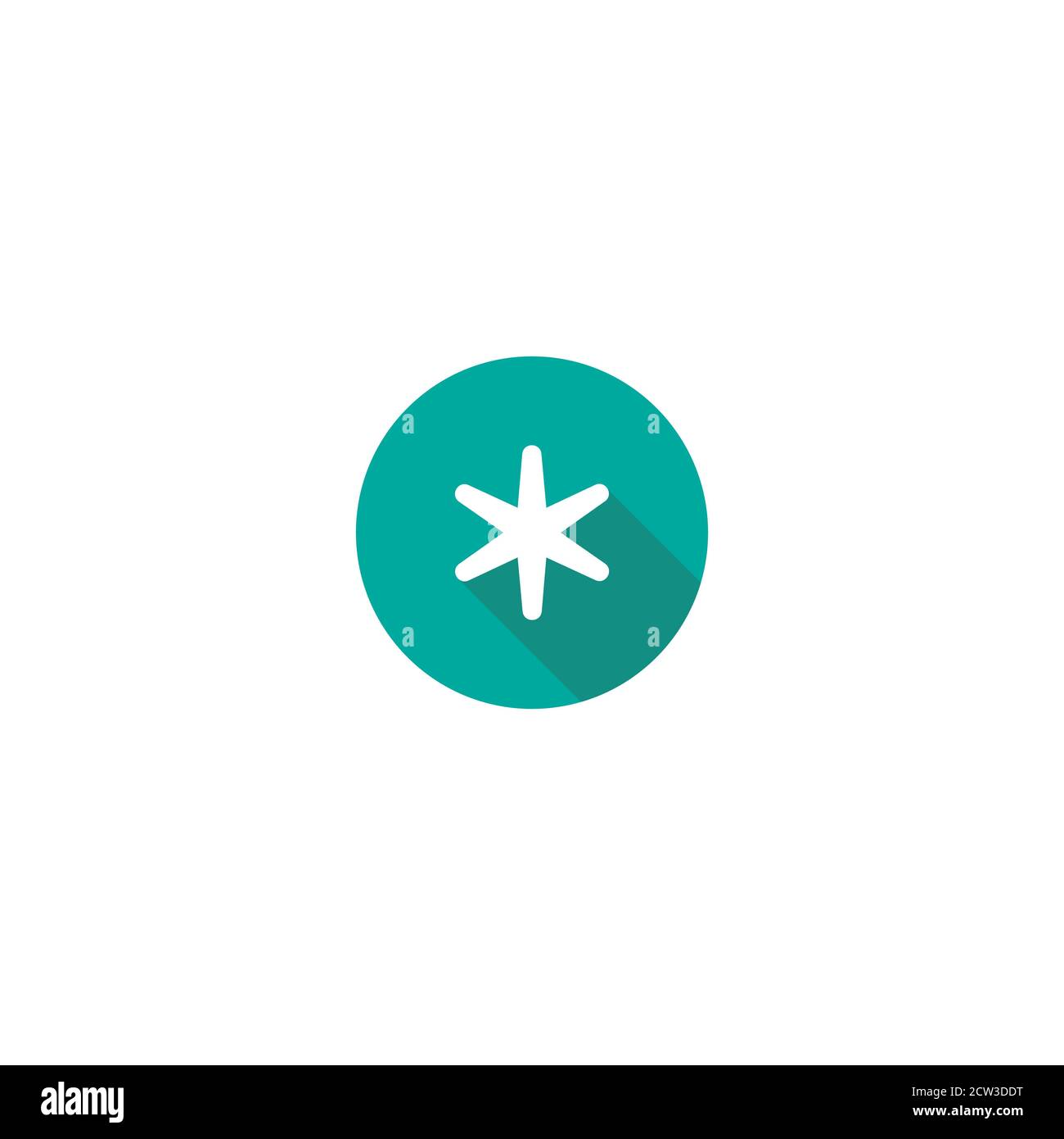 white asterisk footnote with shadow in blue circle icon. Asterisk sign ...