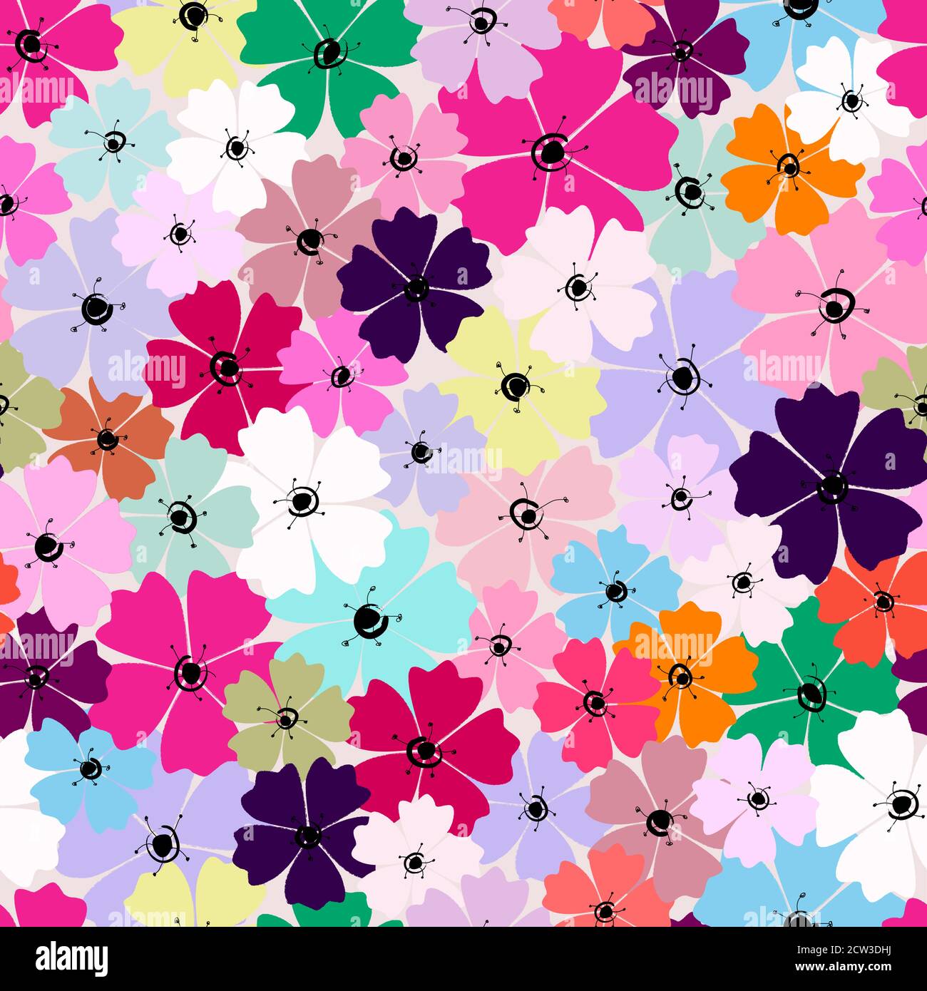 floral seamless pattern background, with strokes, power flowers Stock ...