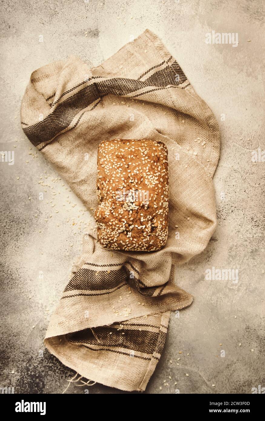 Whole wheat organic rye dark bread with pumpkin seeds, dried fruit ...