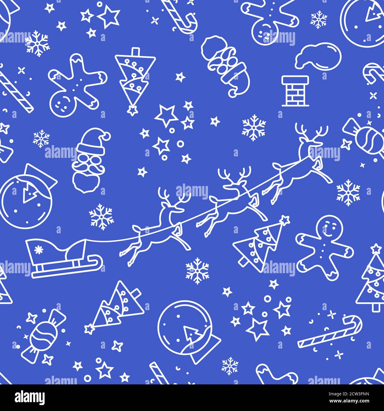 Blue and white Christmas seamless pattern with new year symbols Stock ...