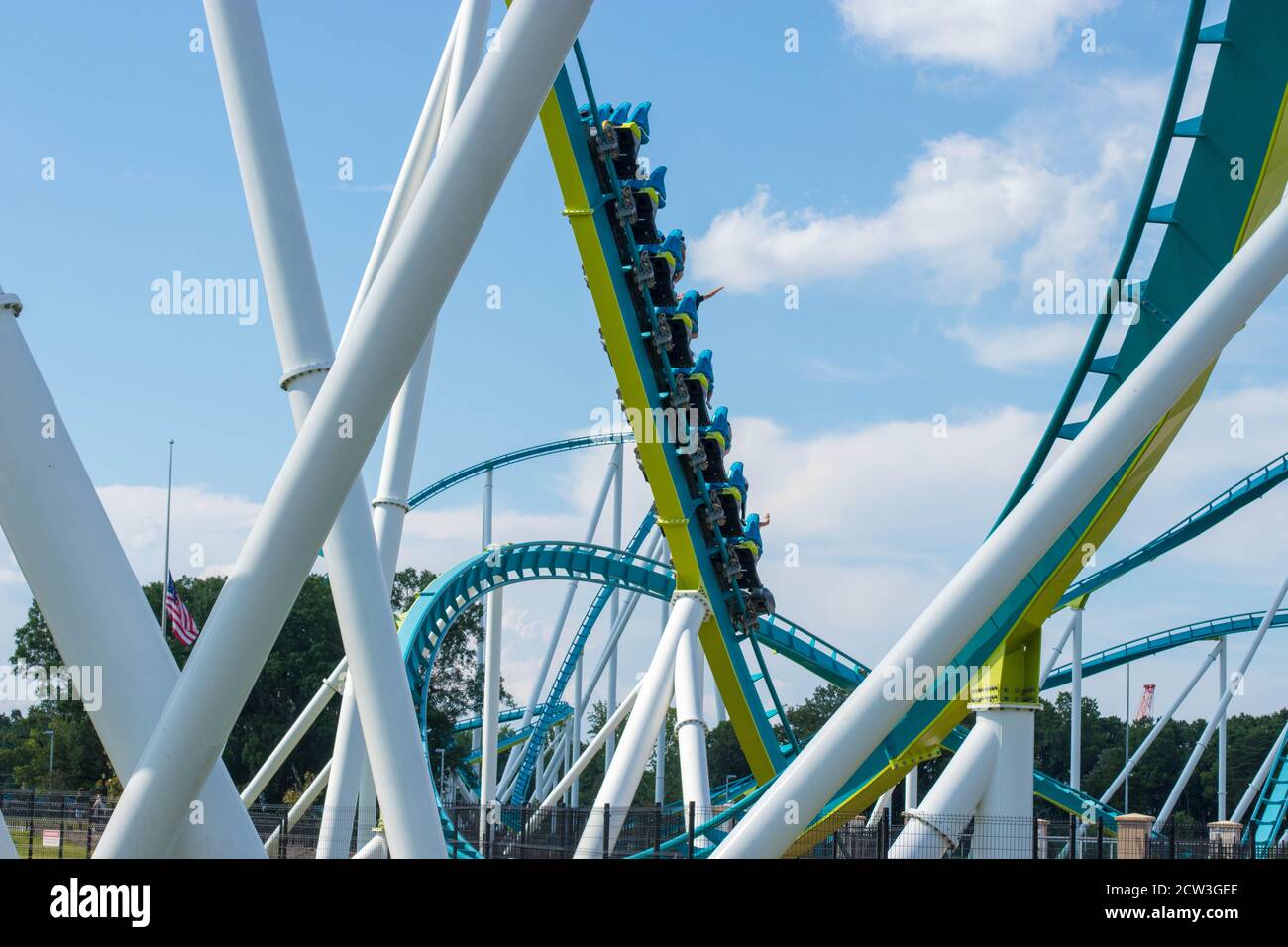 Carowinds, USA - August 19, 2019. Attraction Fury 325 in the theme park ...