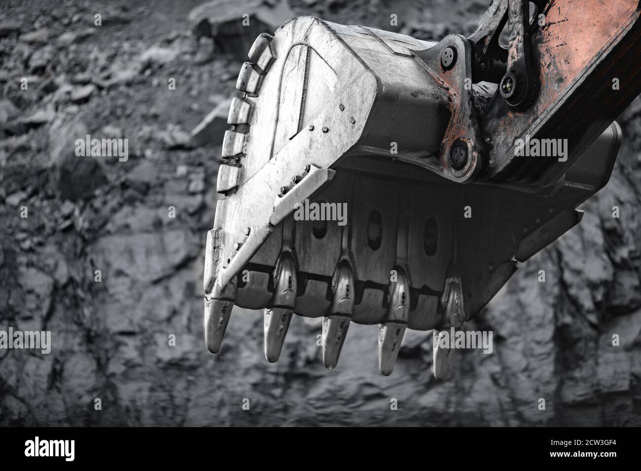 Loading excavator iron bucket mine brown coal open pit industry Stock ...