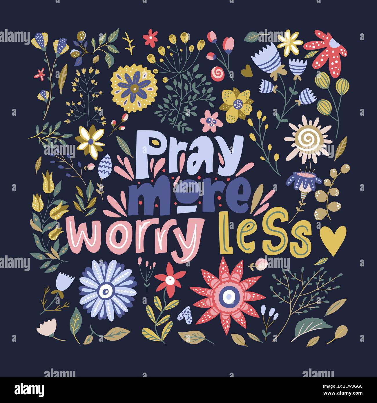 Floral color vector pisitive lettering card in a flat style. Ornate ...