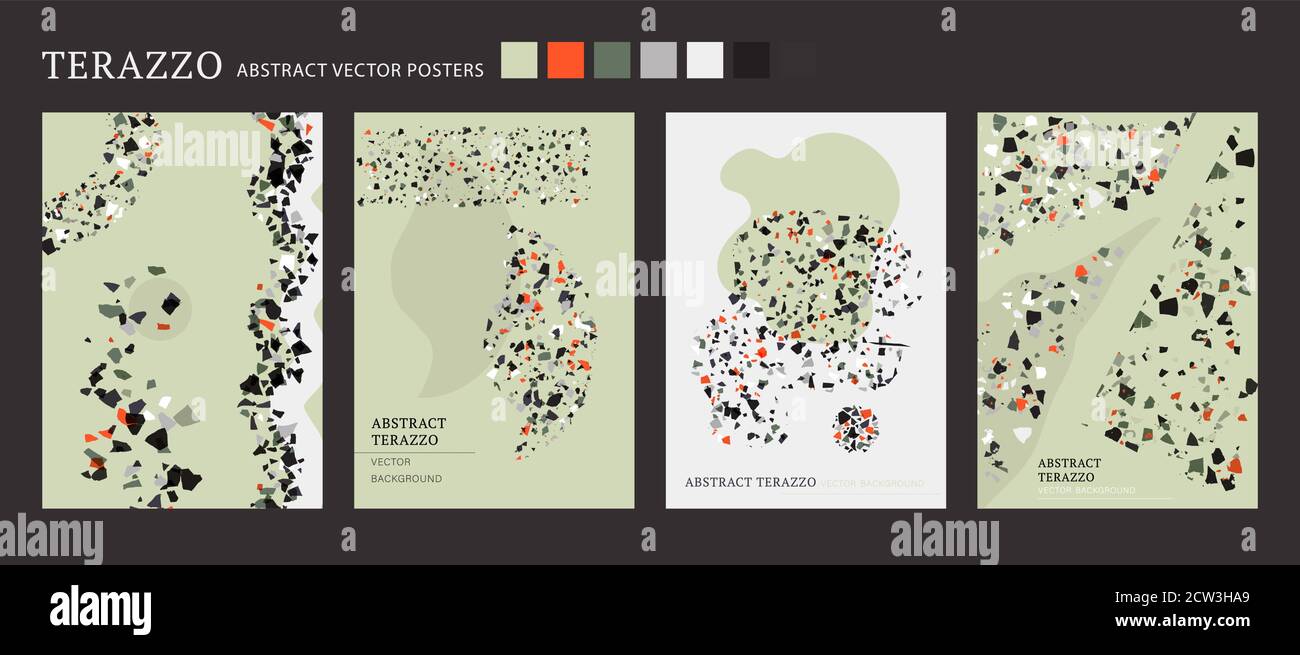 Vector terrazzo interior poster. Cool shape composition set. Abstract ...