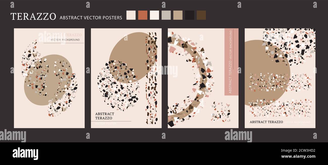 Vector terazzo interior poster. Cool shape composition set. Abstract ...