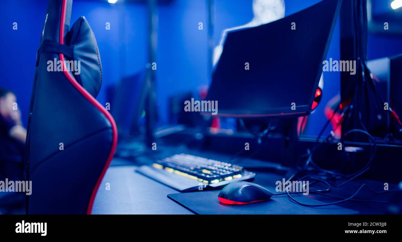 Professional workplace of an online game streamer, e-sportsman ...