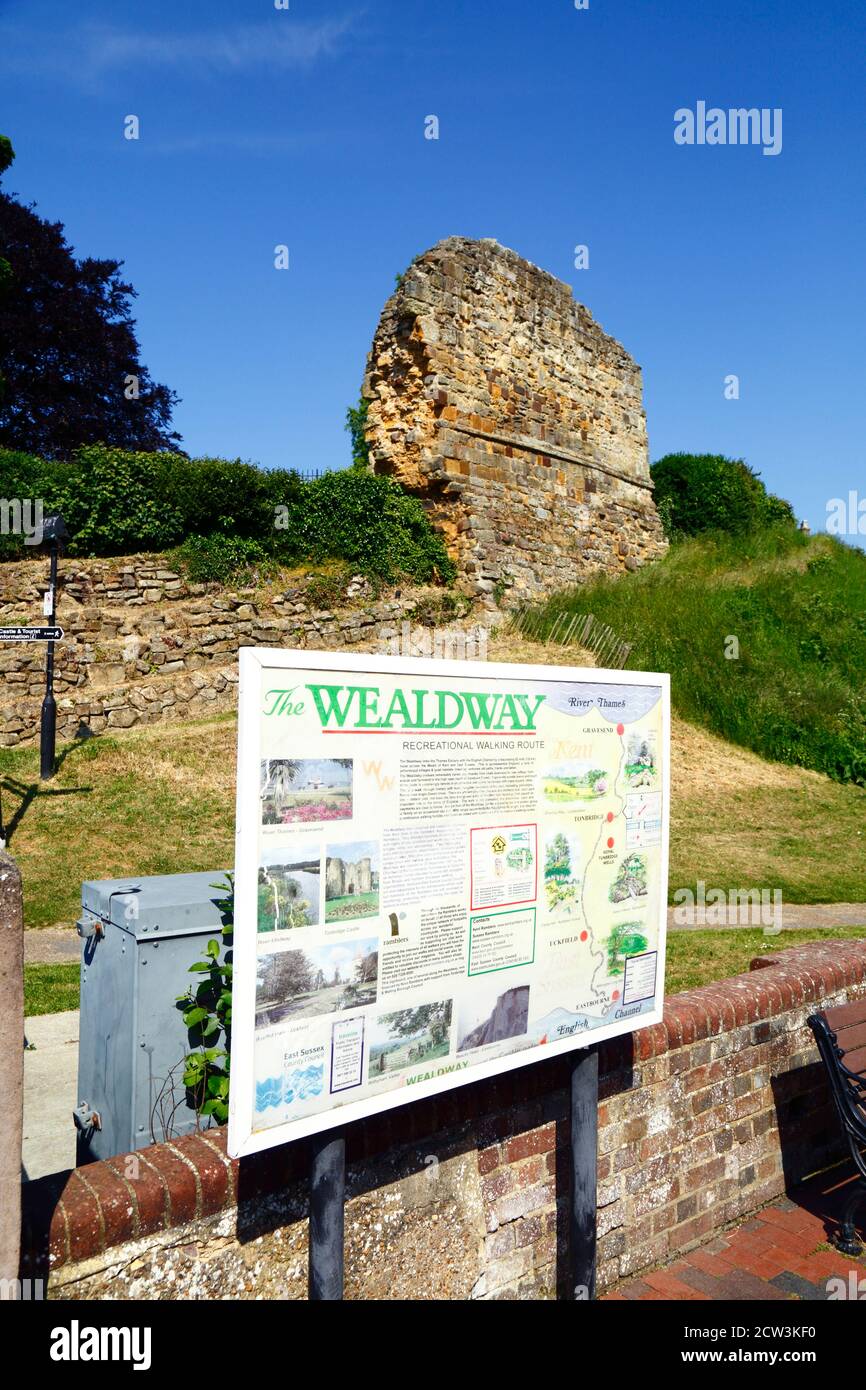 Wealdway long distance footpath information sign and part of outer ...