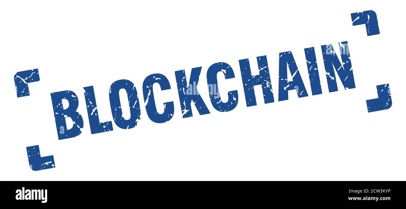 blockchain stamp. square grunge sign on white background Stock Vector ...