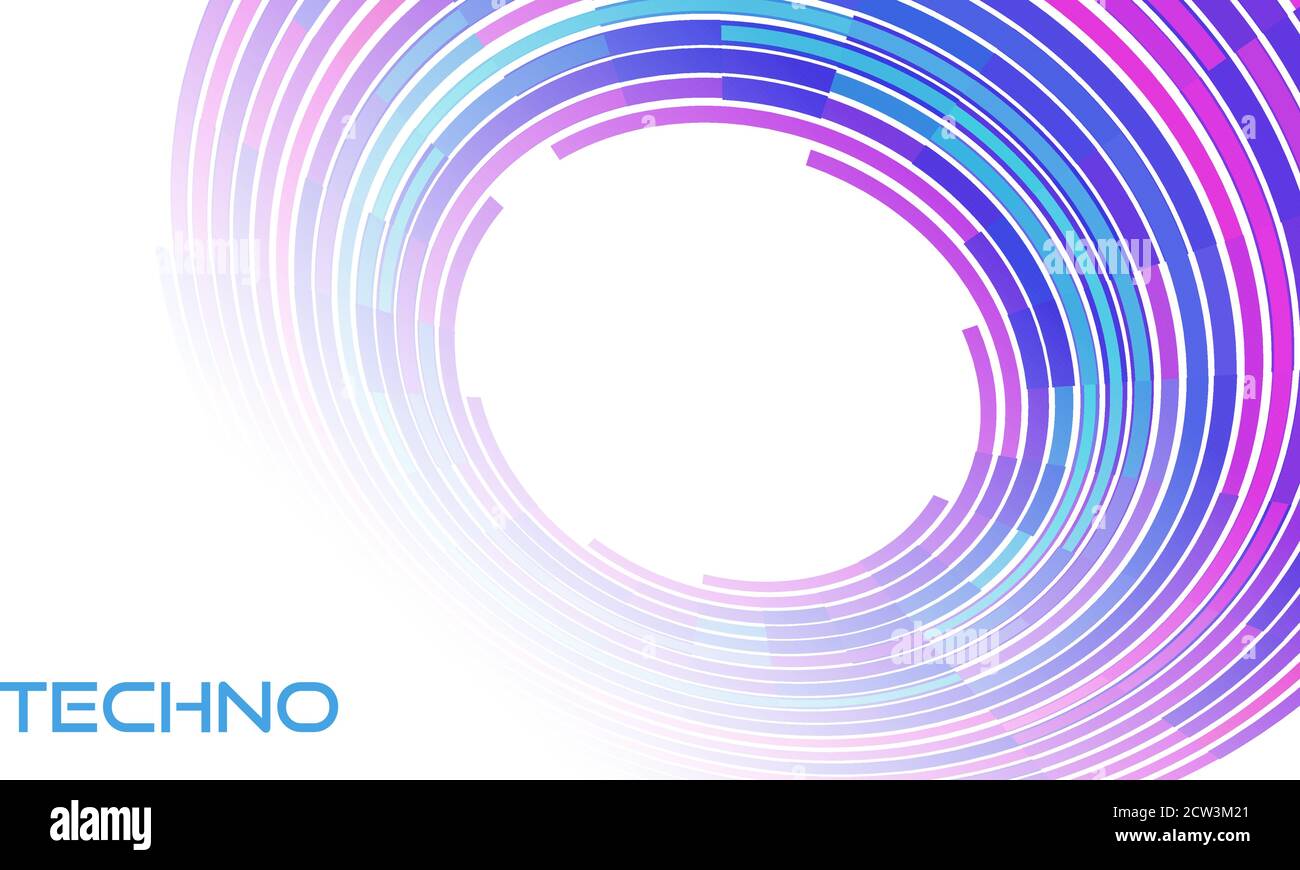Techno card. Abstract template with colorful tech circle in perspective ...