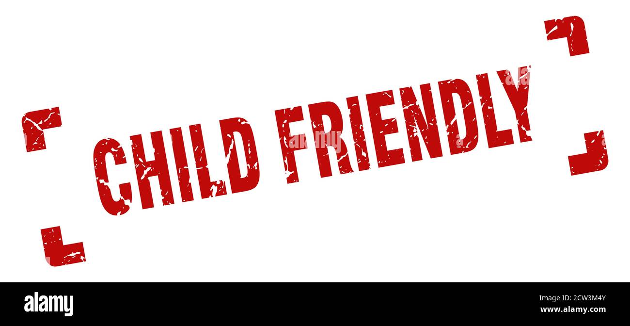 child friendly stamp. square grunge sign on white background Stock ...