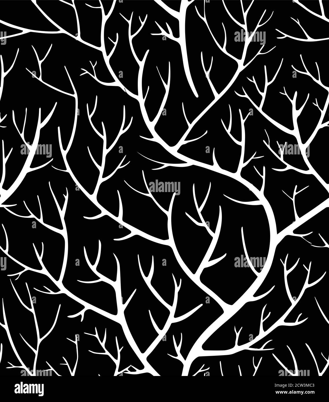 Tree branches colorless seamless pattern, creepy twigs vector Stock ...