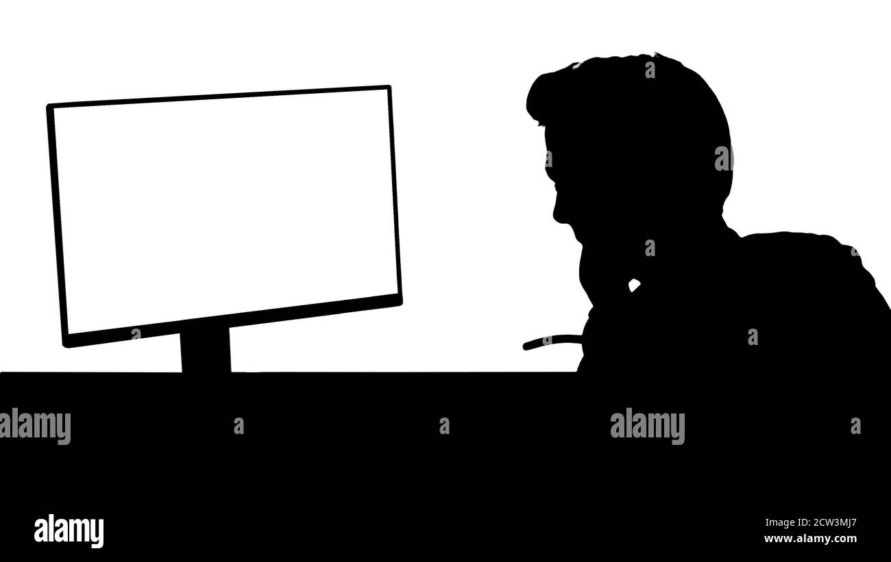 Silhouette Surveillance agent and hacker answering a phone call Stock ...