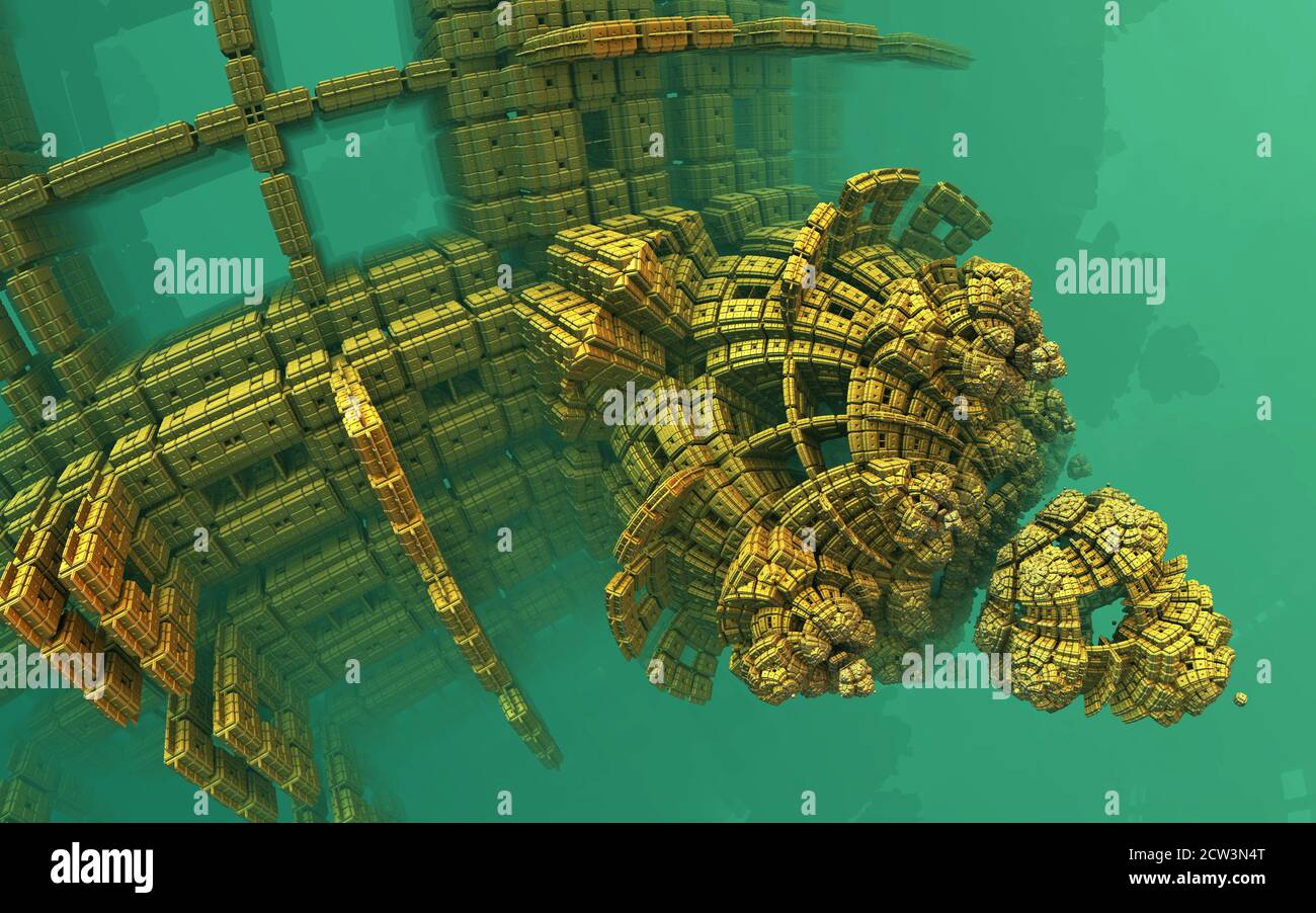 Abstract background, fantastic 3D gold structures Stock Photo - Alamy