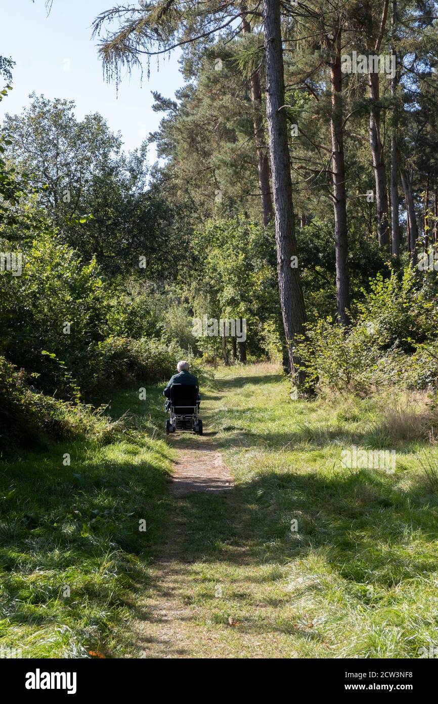 A lady using an electric wheelchair on specially built accessible ...