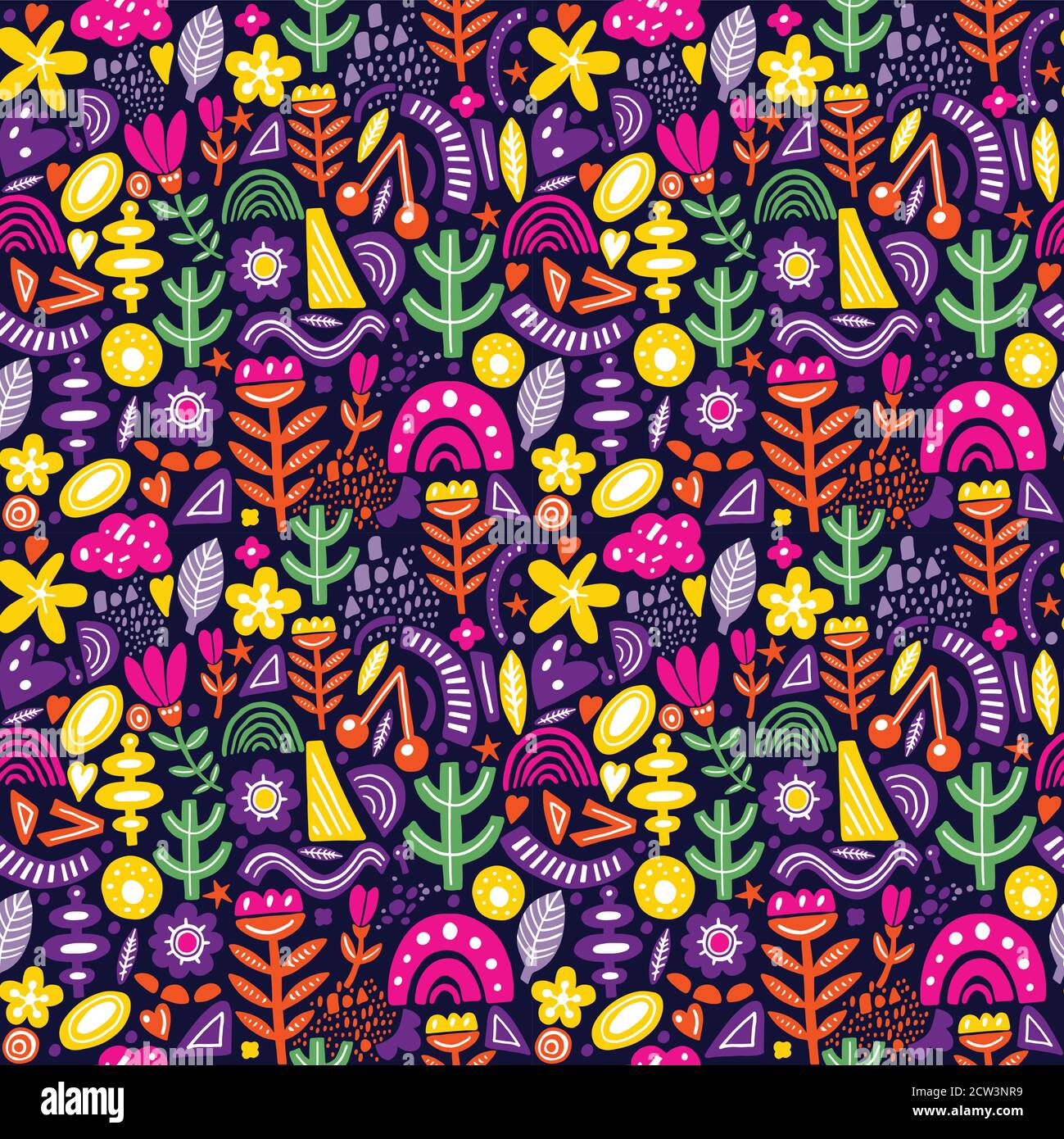 Collage style seamless pattern with abstract and organic shapes in ...