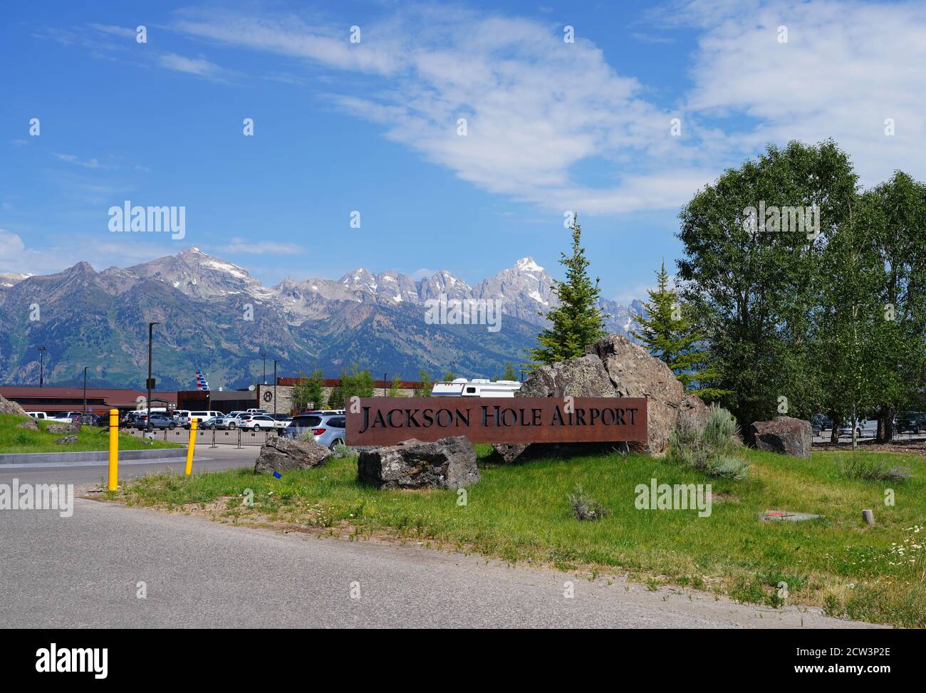 JACKSON HOLE, WY –1 AUG 2020- View of a welcome sign at the Jackson ...