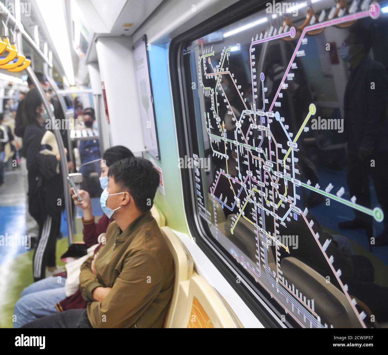 Chengdu, China's Sichuan Province. 27th Sep, 2020. Passengers take the ...