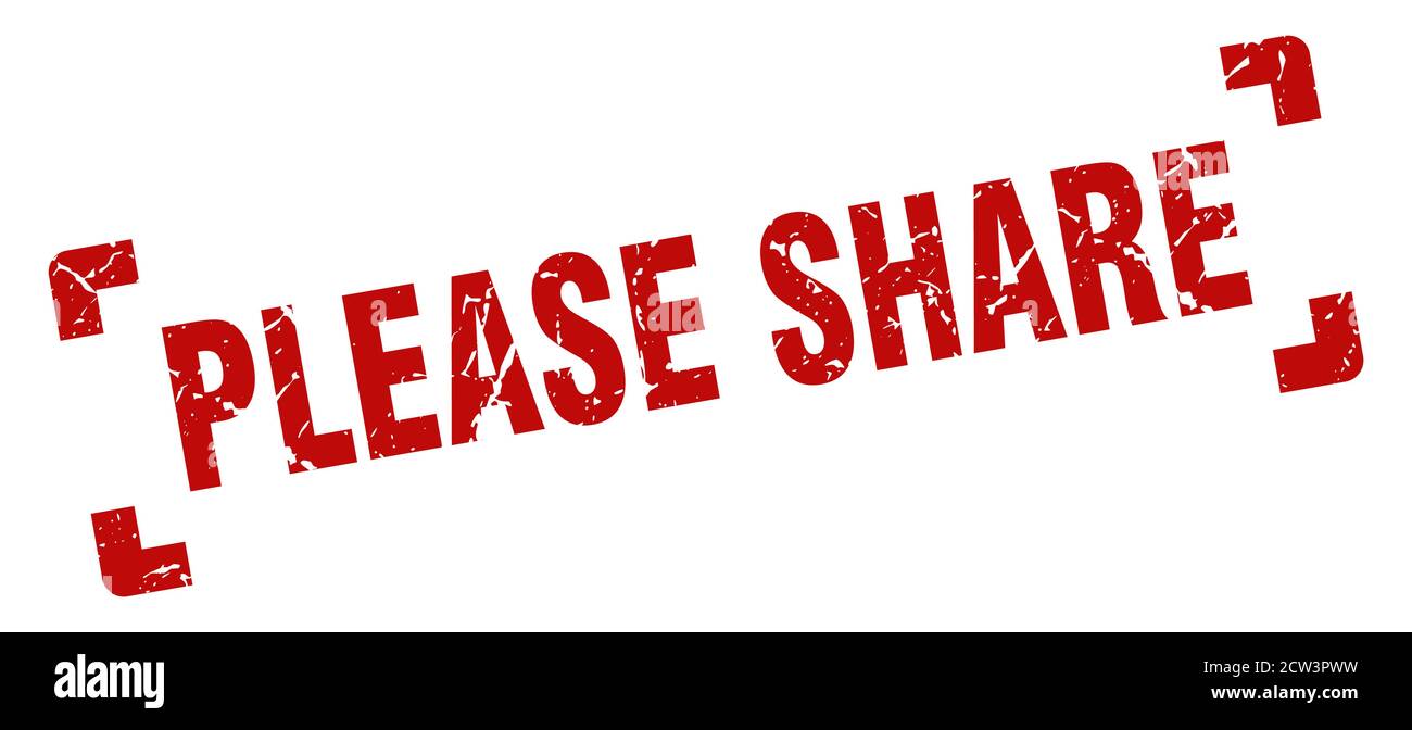 please share stamp. square grunge sign on white background Stock Vector ...