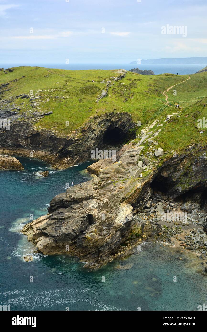 Merlin's Cave in Tintagel Castle, Cornwall, UK Stock Photo - Alamy