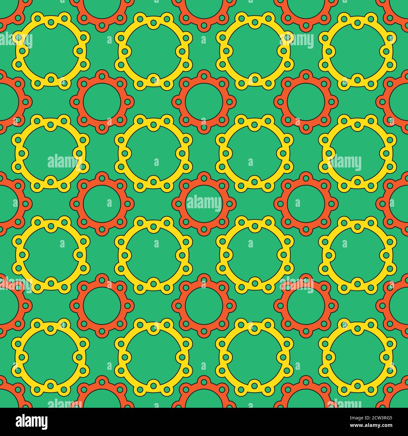Circles seamless pattern in four colors. Retro textile print Stock ...