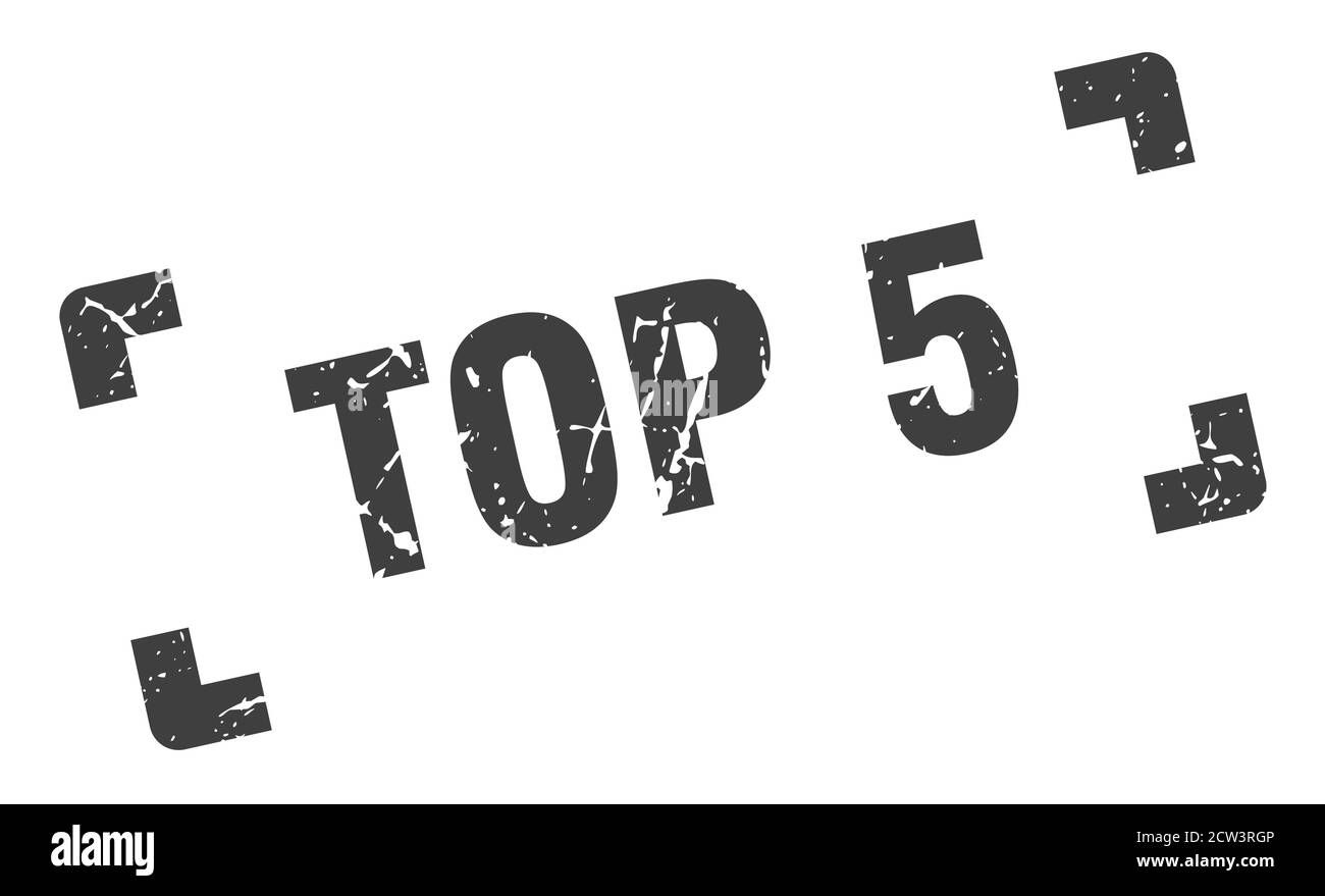 top 5 stamp. square grunge sign on white background Stock Vector Image ...