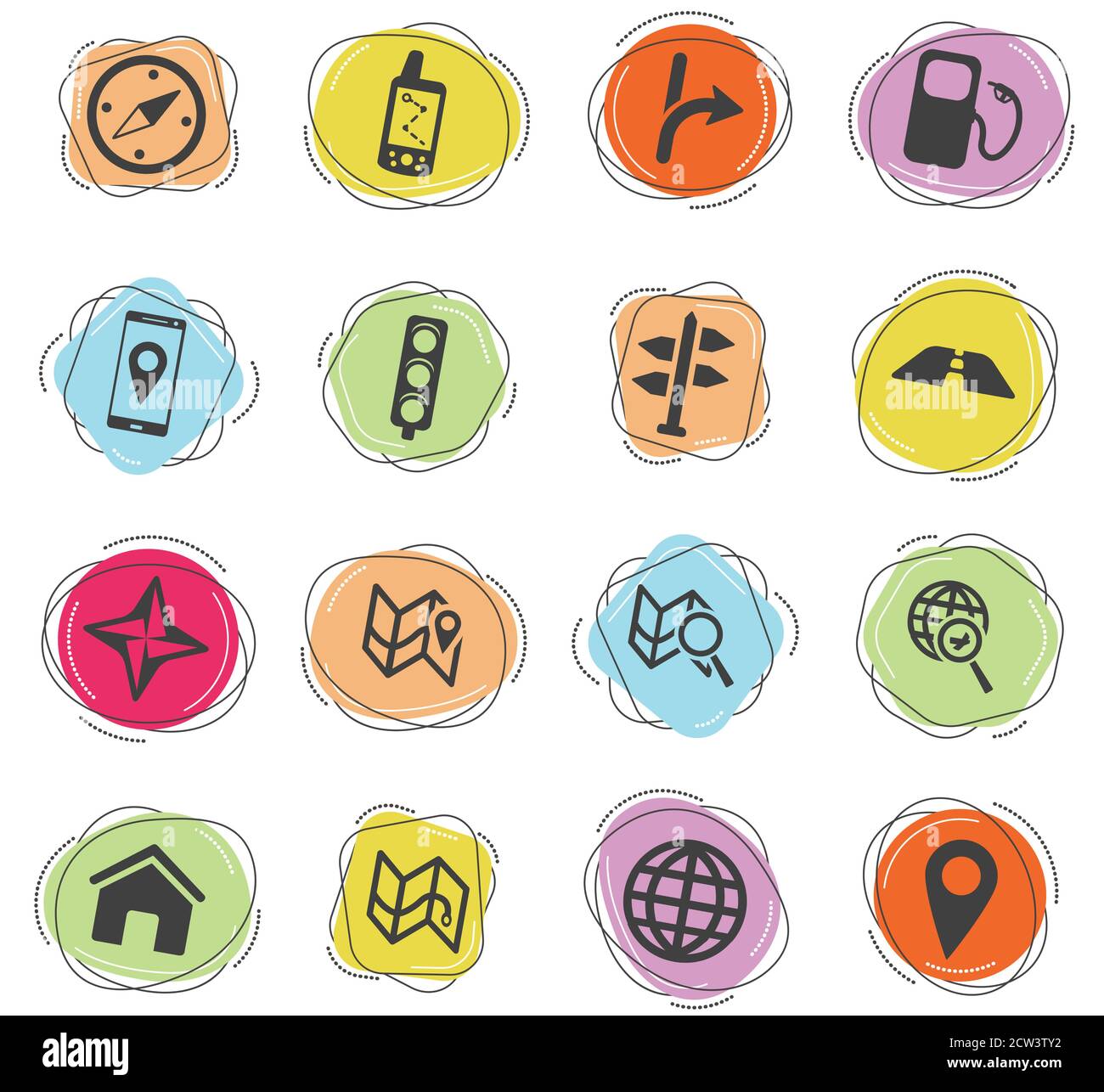 Navigation color icons Stock Vector Image & Art - Alamy