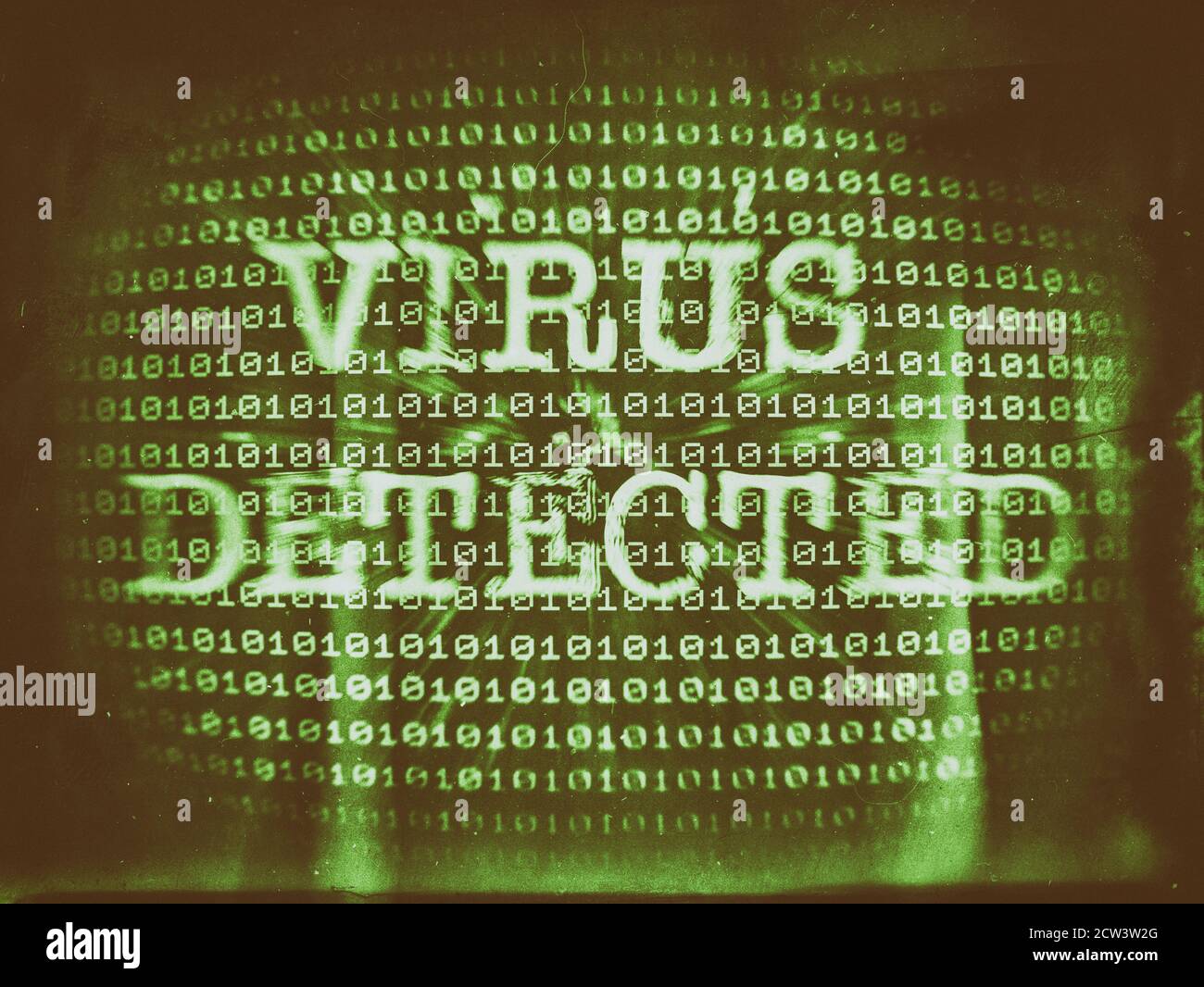Virus Detected written on computer screen in distressed style Stock ...