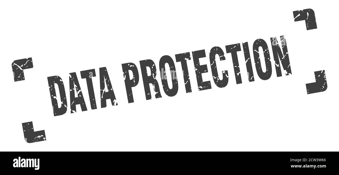 data protection stamp. square grunge sign on white background Stock ...