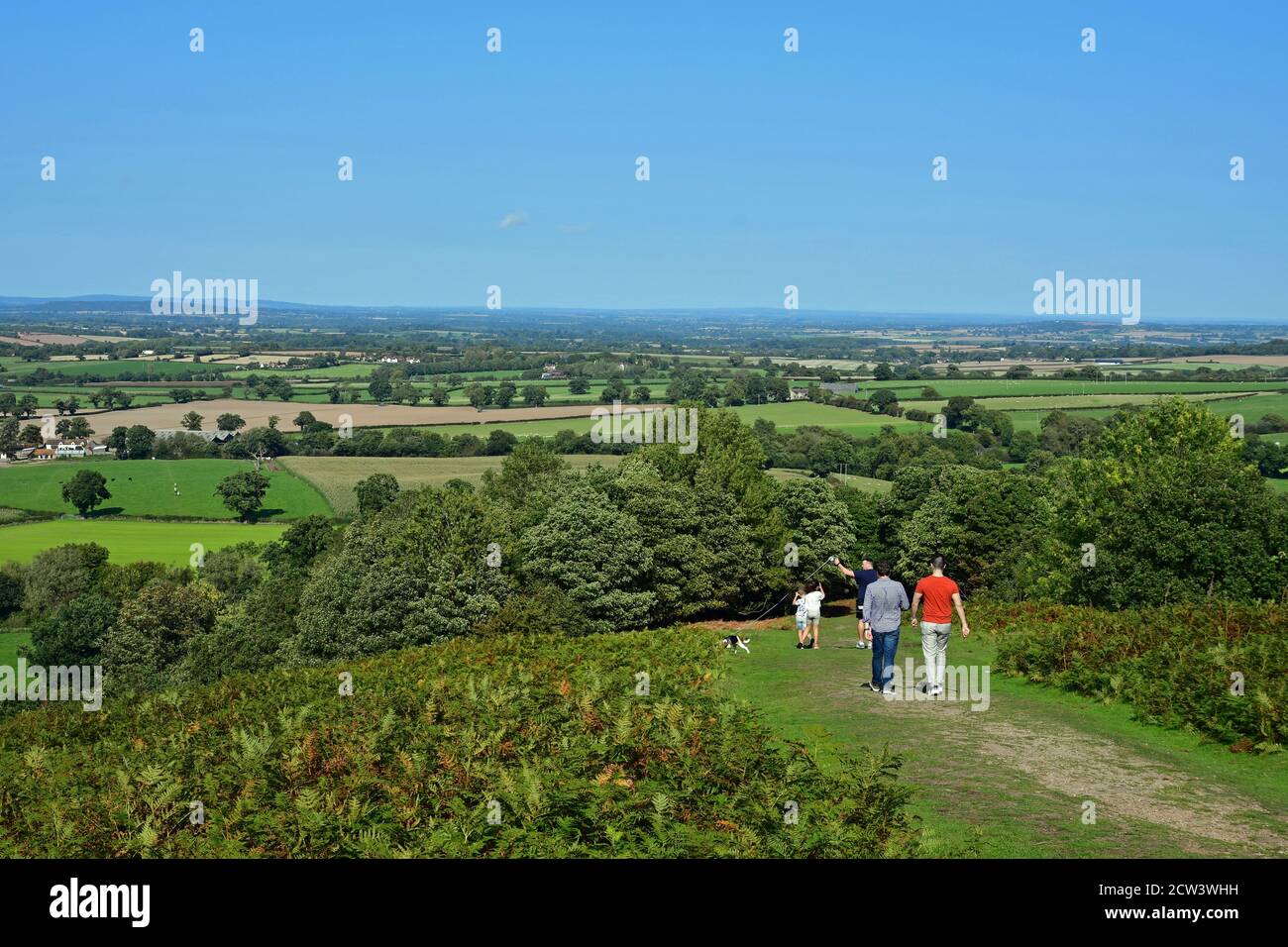 People descending the Lawley, a hill in Shropshire, UK Stock Photo - Alamy