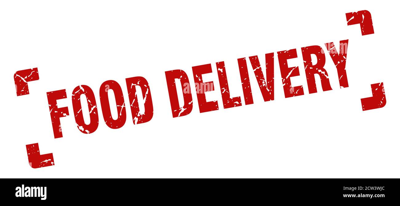 food delivery stamp. square grunge sign on white background Stock ...