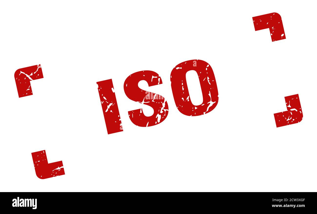 iso stamp. square grunge sign on white background Stock Vector Image ...