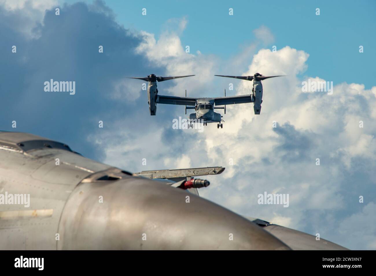 An MV-22 Osprey, assigned to Marine Medium Tiltrotor Squadron (VMM) 262 ...