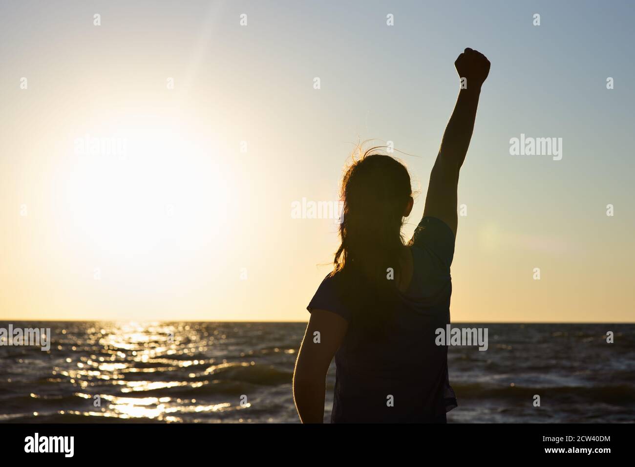 happy cheering fitness woman Stock Photo - Alamy