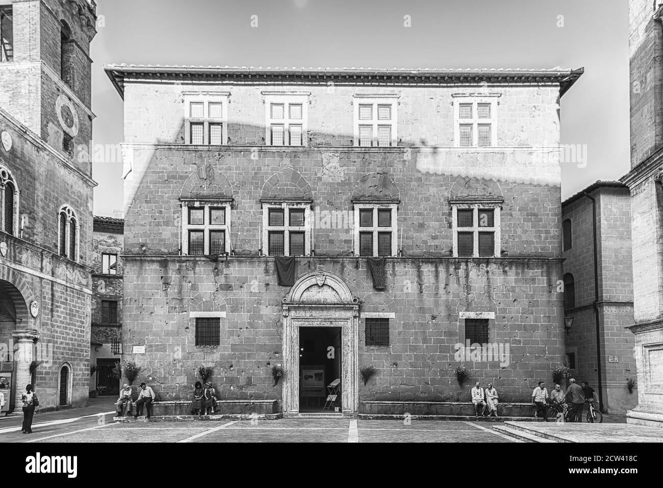 PIENZA, ITALY - JUNE 23: View of the Palazzo Piccolomini in Pienza ...