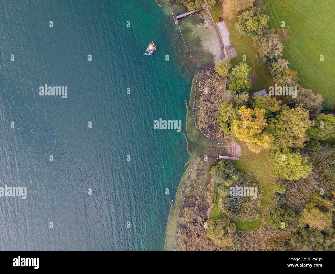 Drone shot over water. Background of lake. Birds view Stock Photo - Alamy