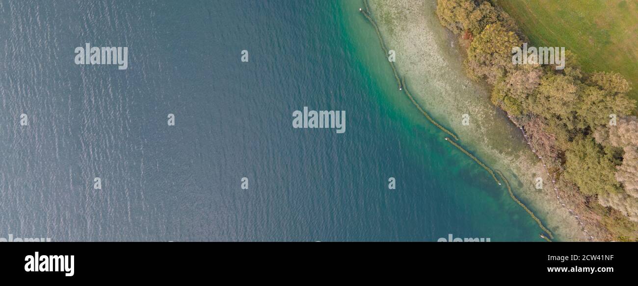 Drone shot over water. Background of lake. Birds view Stock Photo - Alamy