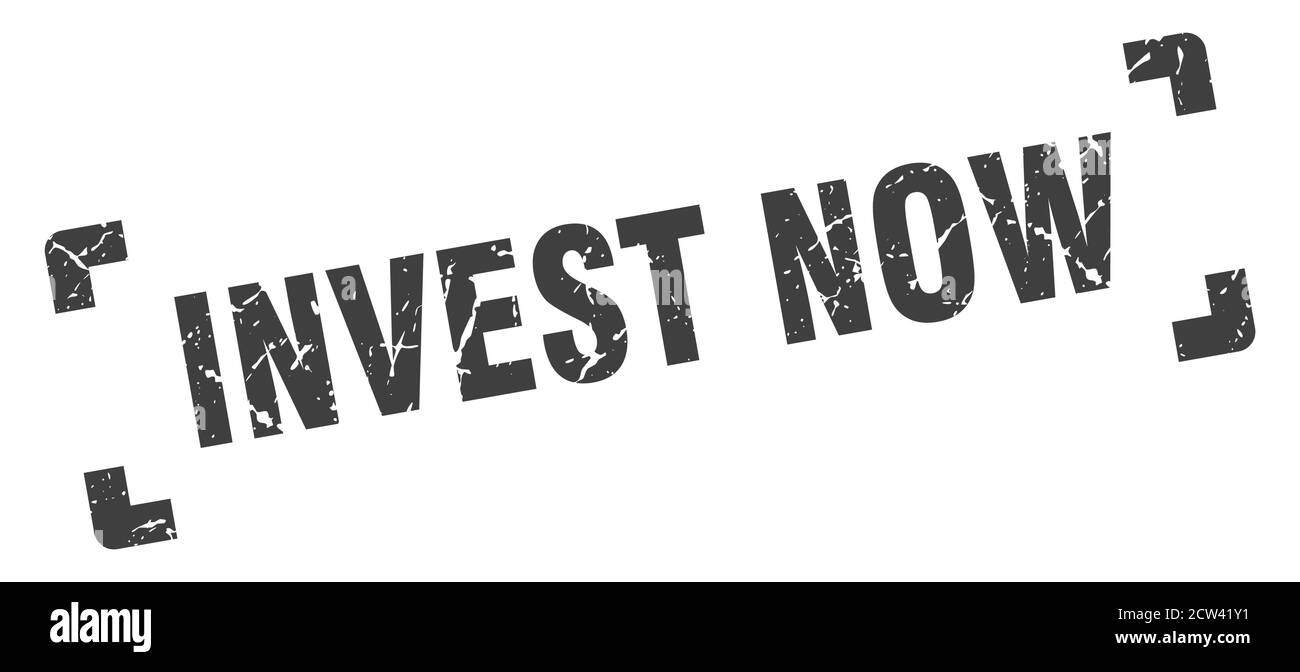 invest now stamp. square grunge sign on white background Stock Vector ...