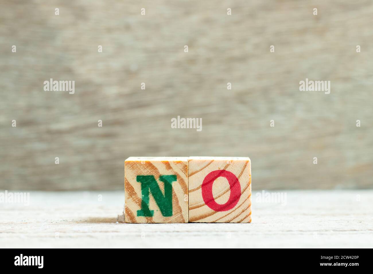 Alphabet letter in word no on wood background Stock Photo - Alamy