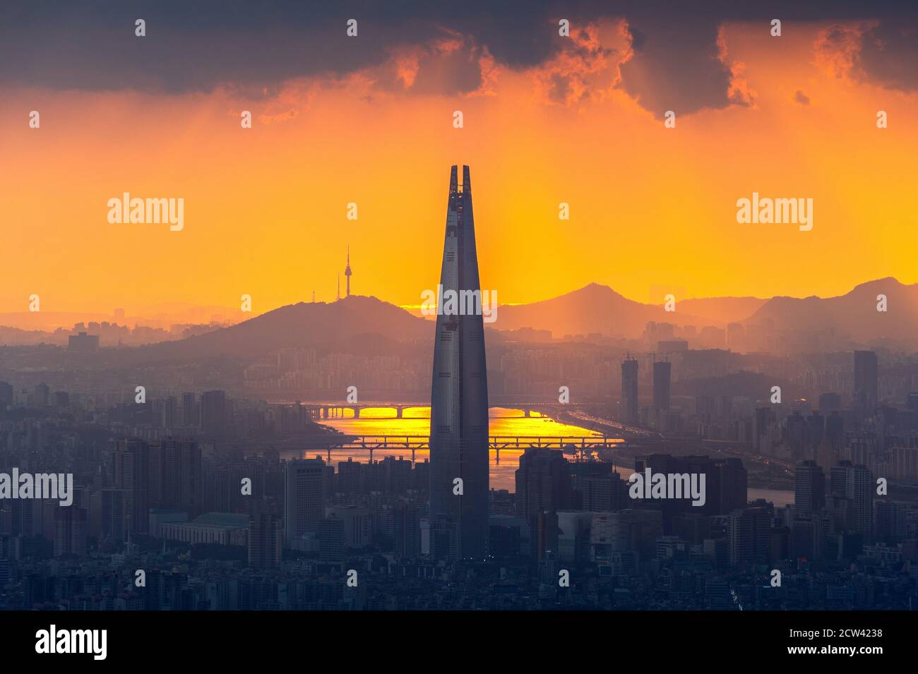 Korean architecture seoul tower sunset hi-res stock photography and ...