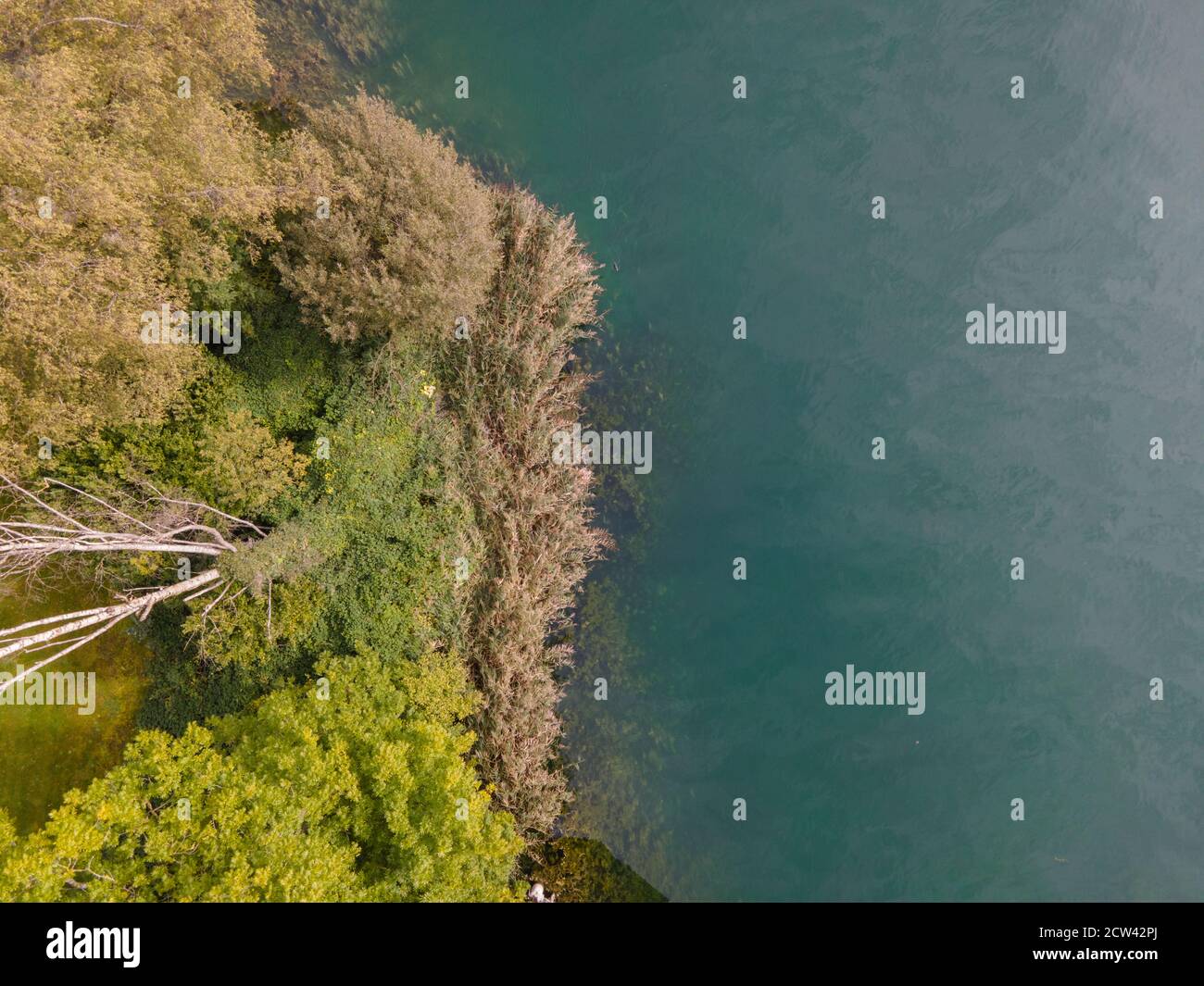 Drone shot over water. Background of lake. Birds view Stock Photo - Alamy