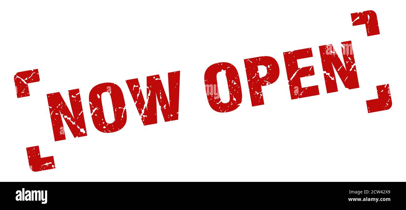 now open stamp. square grunge sign on white background Stock Vector ...