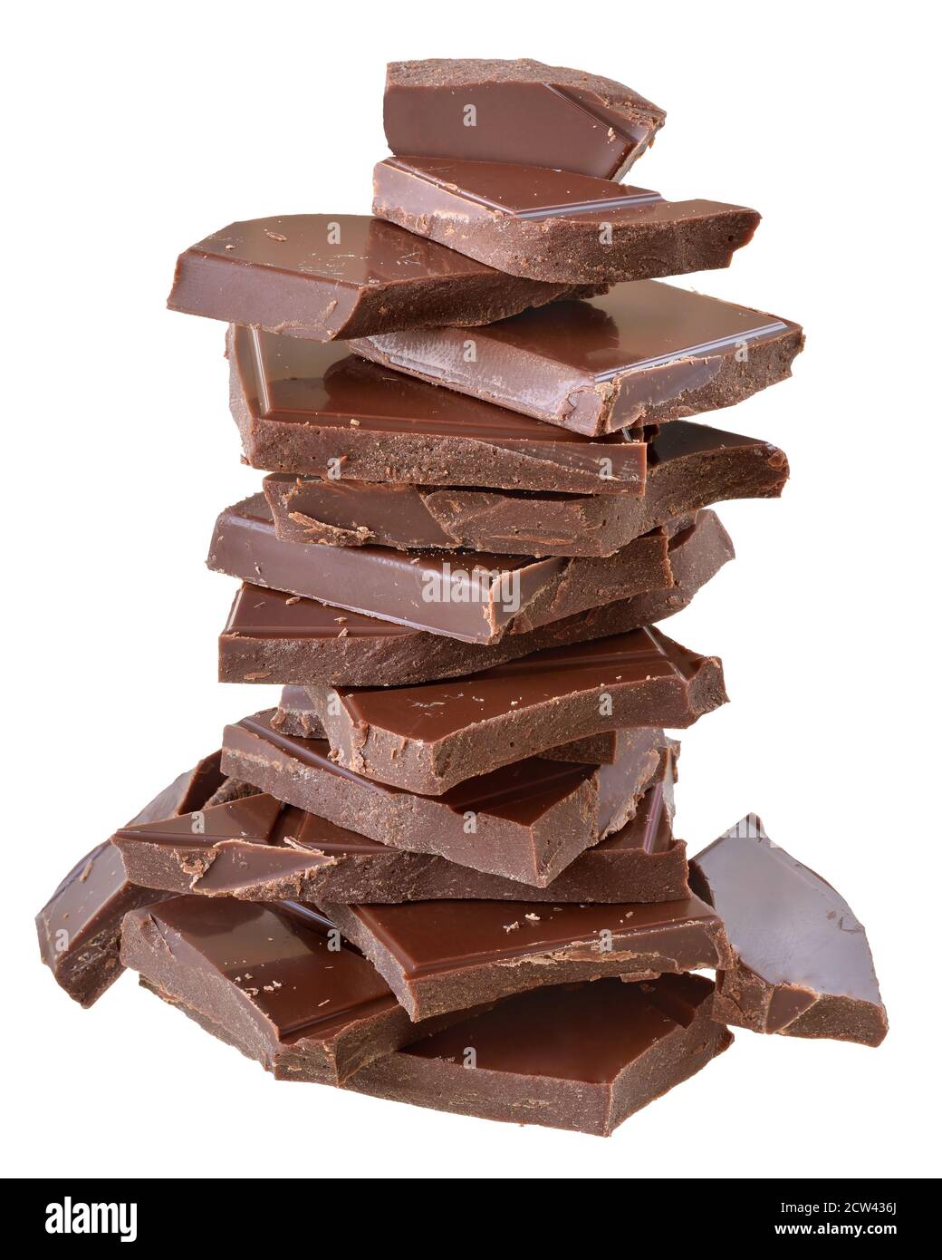 Cubes of chocolate tower isolated on a white background Stock Photo - Alamy