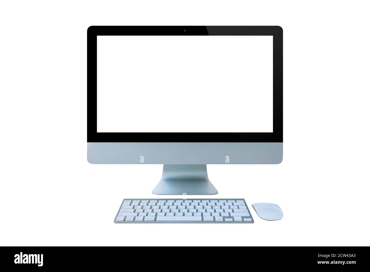 Computer monitor, mouse, keyboard isolated on white background Stock ...