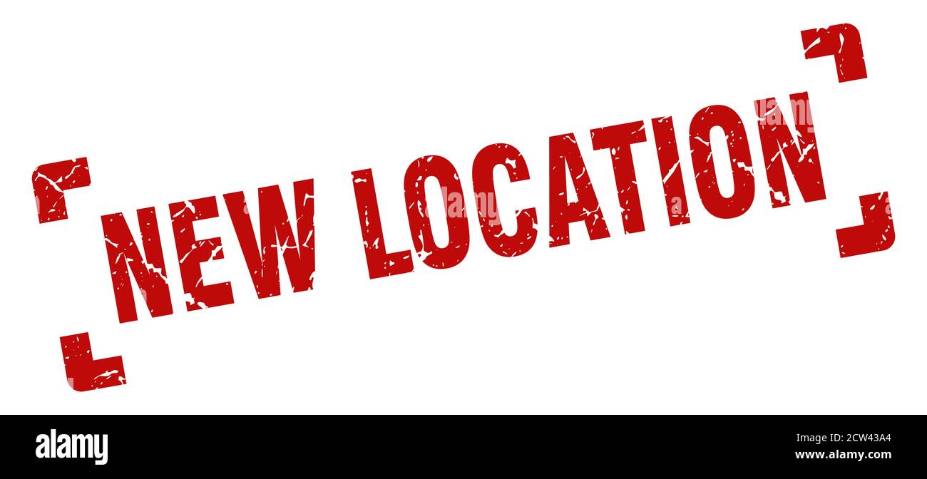 new location stamp. square grunge sign on white background Stock Vector ...