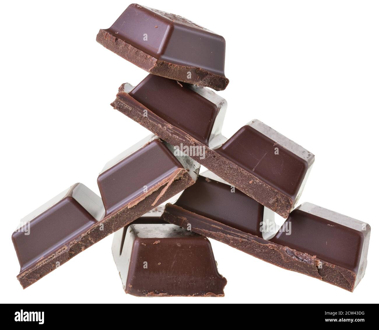 Cubes of chocolate isolated on a white background Stock Photo - Alamy