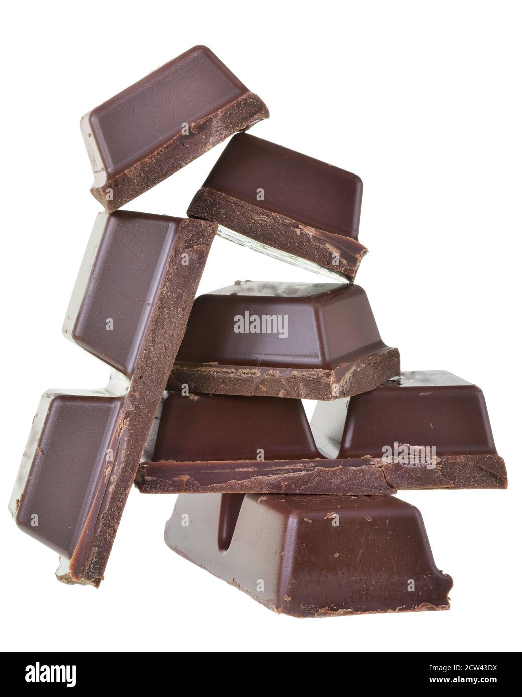 Cubes of chocolate isolated on a white background Stock Photo - Alamy