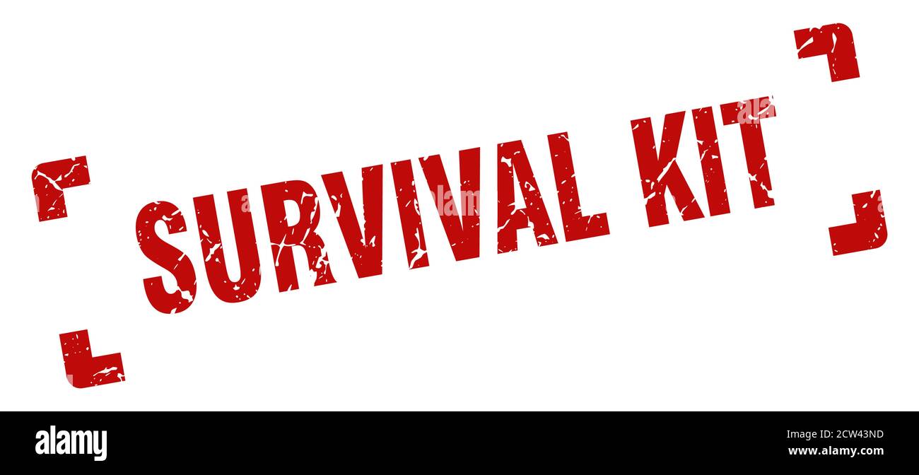 survival kit stamp. square grunge sign on white background Stock Vector ...