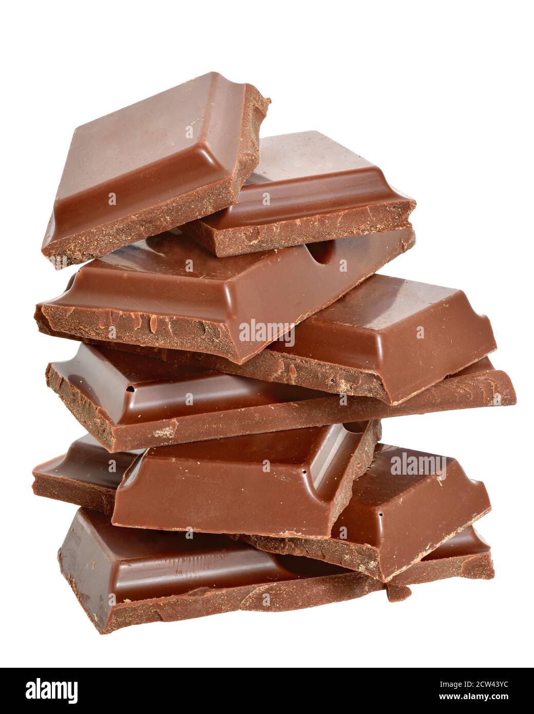 Cubes of chocolate isolated on a white background Stock Photo - Alamy