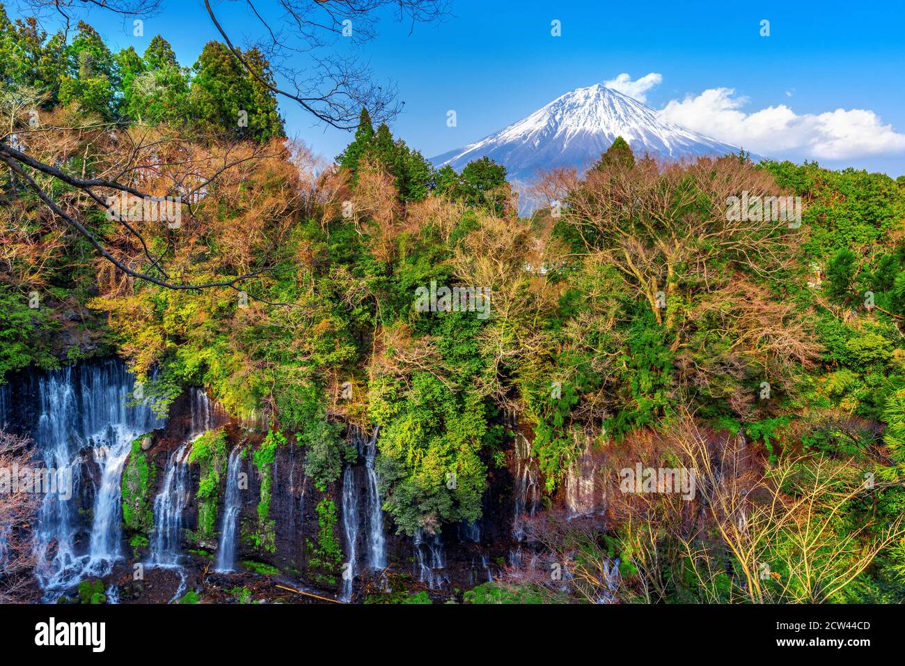 Fuji mountain and Shiraito waterfall in Japan Stock Photo - Alamy